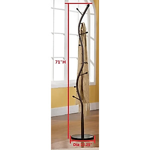 Kings Brand Furniture - Black Metal & Walnut Wood Hall Tree Coat & Hat Rack Stand