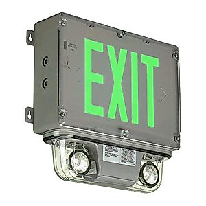 Green Hazardous Location Exit Sign Combo