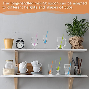 Lallisa 8 Pcs Iced Tea Spoons Long Plastic Ice Handle Spoon Colorful Teaspoons 8.9" Coffee Stirring Spoons Long Handle Spoon Long Teaspoons for Mixing Ice Cream Honey Sundae Hot Chocolate Cocktail