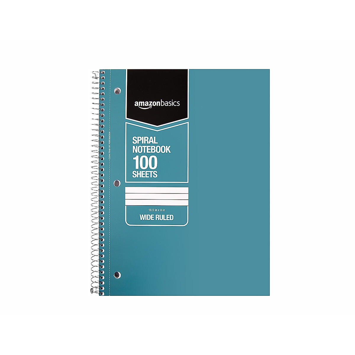 Amazon Basics Wide Ruled Wirebound Spiral Notebook, 100 Sheet - 5-Pack, Assorted Solid Colors