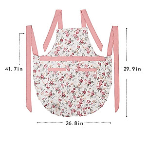 ALIPOBO Lovely Apron for Women, Lady’ s Cotton Apron with Adjustable Neck Strap, 2 Pockets and 41.5” Long Ties, Cute Apron for Kitchen Cooking, Home Baking - 30” x 27” - 1 Pcs