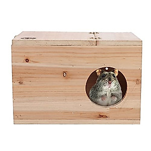 SALUTUYA Wood Nesting House, Squirrel Nesting Box Squirrel House Wear Resistant Mating Breeding Box Nesting for Chinchilla Squirrel Hamster
