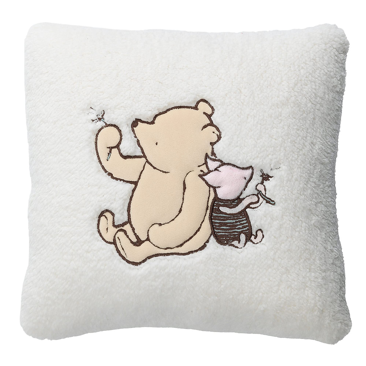 Lambs & Ivy Storytime Pooh Soft Faux Shearling Nursery Throw Pillow - Cream