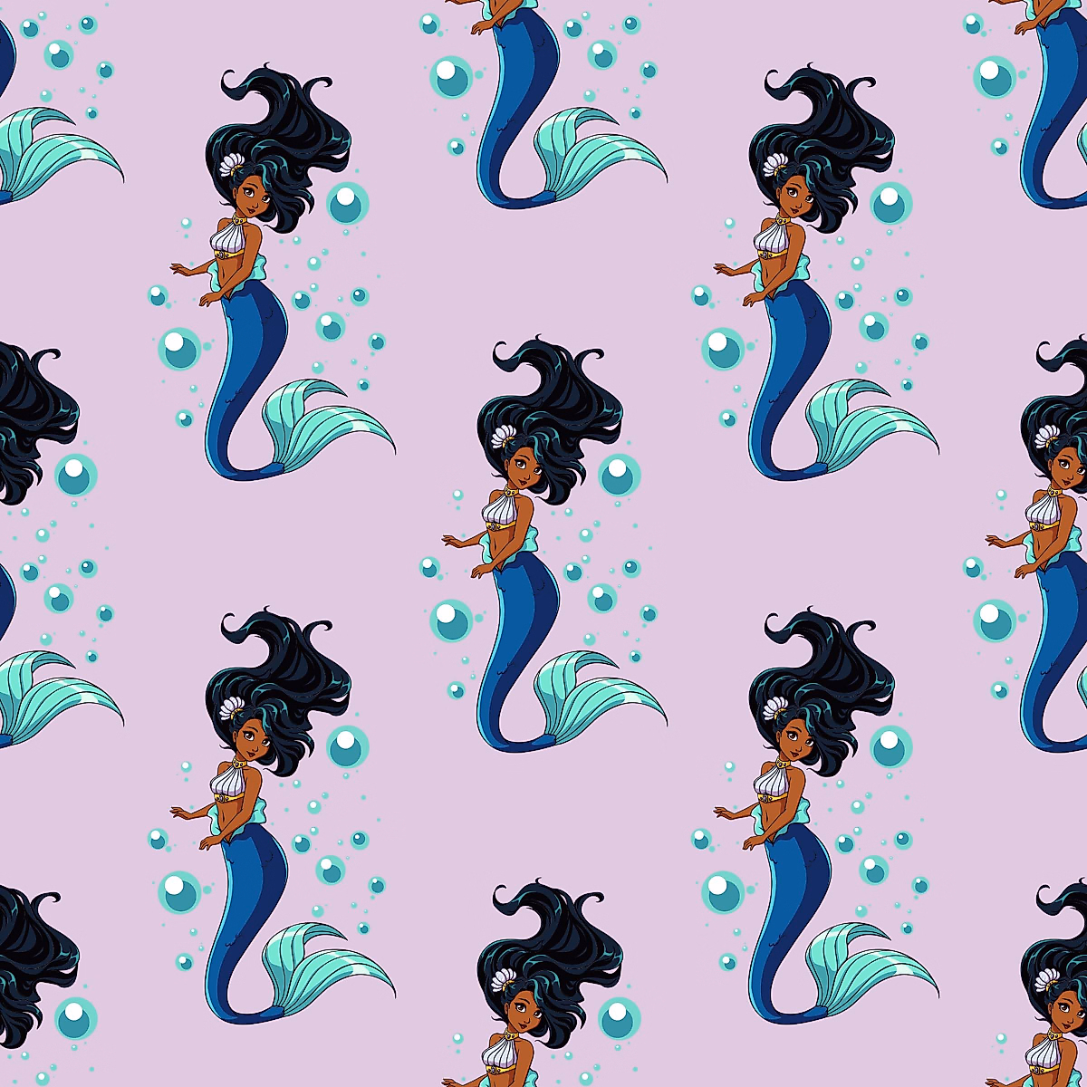African American Black Mermaid Premium Purple Wrapping Paper Gift Wrap Birthday Present Party Decoration (One 20 inch x 30 inch sheet)