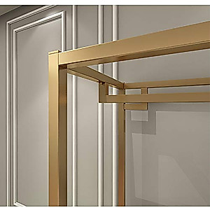 HOMEKAYT Gold Clothing Racks with Shelves, Weeding Dress Retail Clothes Rack,Freestanding Rack, Shoes Bags Clothes Organizer Garment Rack (59" L)