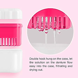Dental Retainer Case Box Orthodontic Mouthguard Storage Case,Denture Retainer Container Teeth Bath Soaking Cup for Office|Travel|Household (Pink)