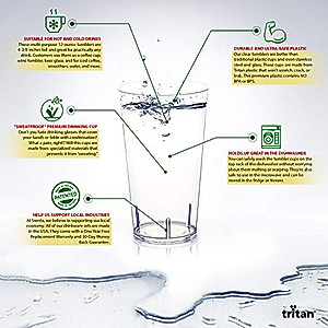 Srenta Drinking Glasses (12-Ounce) | Premium Plastic Cups Made From Tritan Plastic | Contains No BPA or BPS | Clear Tumbler Cup Safe for Dishwasher, Microwave & Freezer | 6 Pack