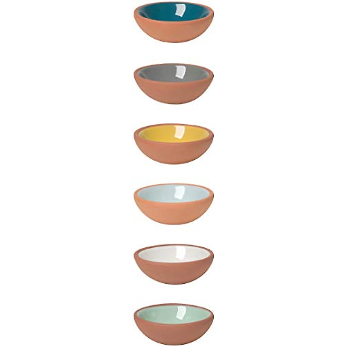 Now Designs Terracotta Pinch Bowls, Set of 6, 1 oz, Multicolor