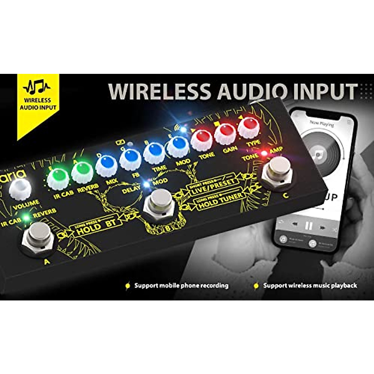 Getaria IR Cab Electric Multi Effects Processor Delay Reverb Guitar Overdrive Pedal for Bass Guitar