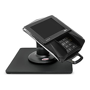 ENS Tailwind Ingenico Lane/3000/7000/8000 3" Latch and Lock Compact Pole Mount Terminal Stand with Square Freestanding Mobility Base Plate, Black
