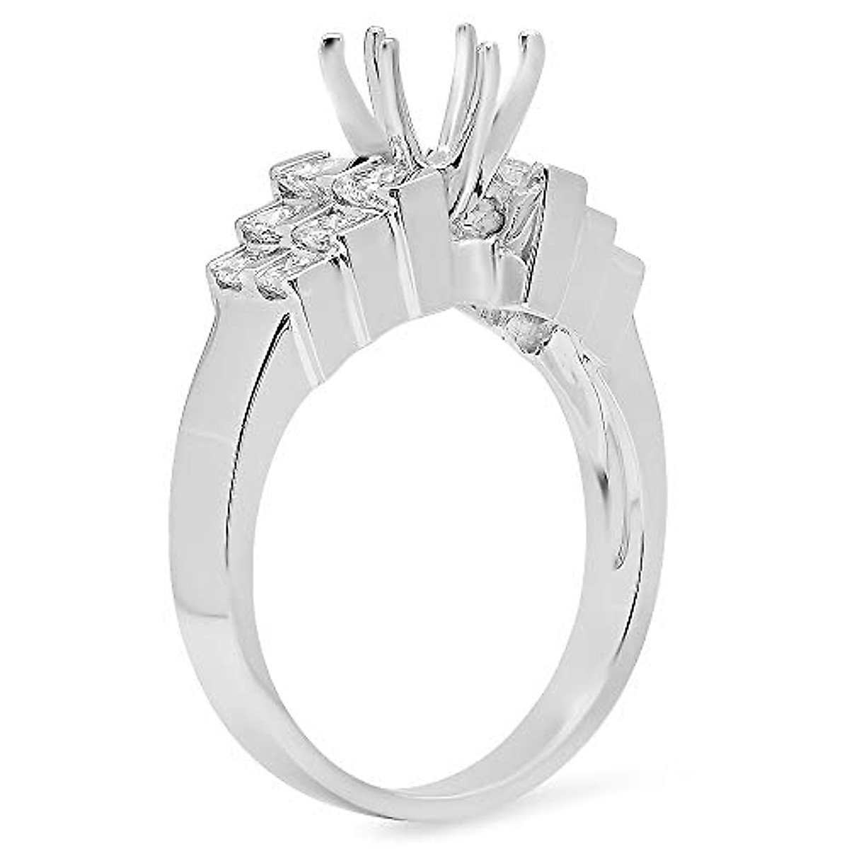 Dazzlingrock Collection Princess White Diamond Semi Mount Engagement Ring for Women (0.80 ctw, Color I-J, Clarity I1-I2) in 14K White Gold Size 7
