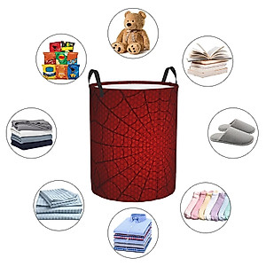 Spider Web Cobweb on Red Waterproof Foldable Laundry Hamper Bucket Laundry Room Basket for College Student Storage Pillows Blankets Living Room Bathroom Home Decor