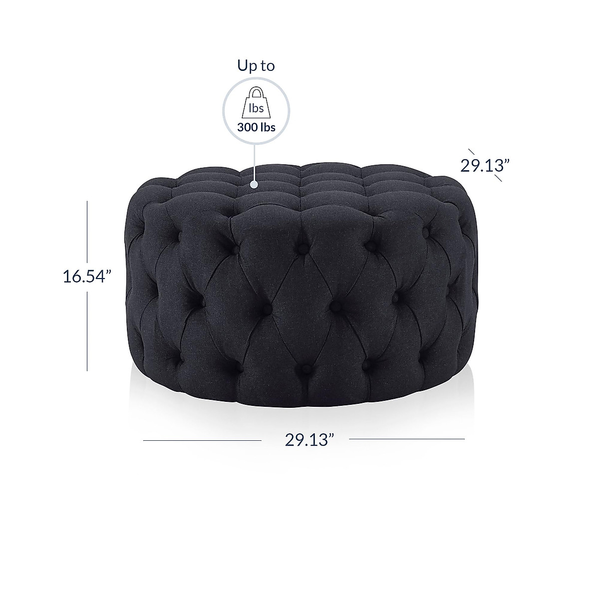 BELLEZE Modern 29 Inch Luxury Button Tufted Ottoman Bench, Upholstered Linen Fabric Footrest Decor for Living Room, Entryway, or Bedroom - Elenor (Brown)