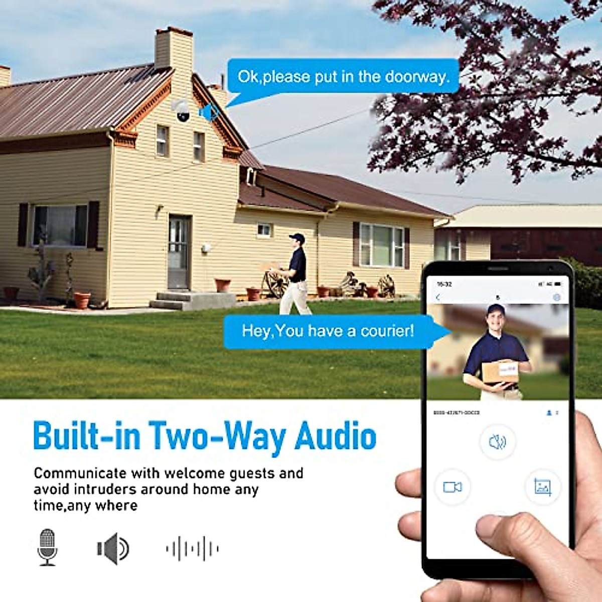 JideTech 5MP PTZ Camera Outdoor, 20X Optical Zoom Smart WiFi IP Camera with 360° Rotate,1000ft View Distance,SDM Array IR Night Vision,Auto-Tracking Detection Alarm,2-Way Audio,IP66 Waterproof