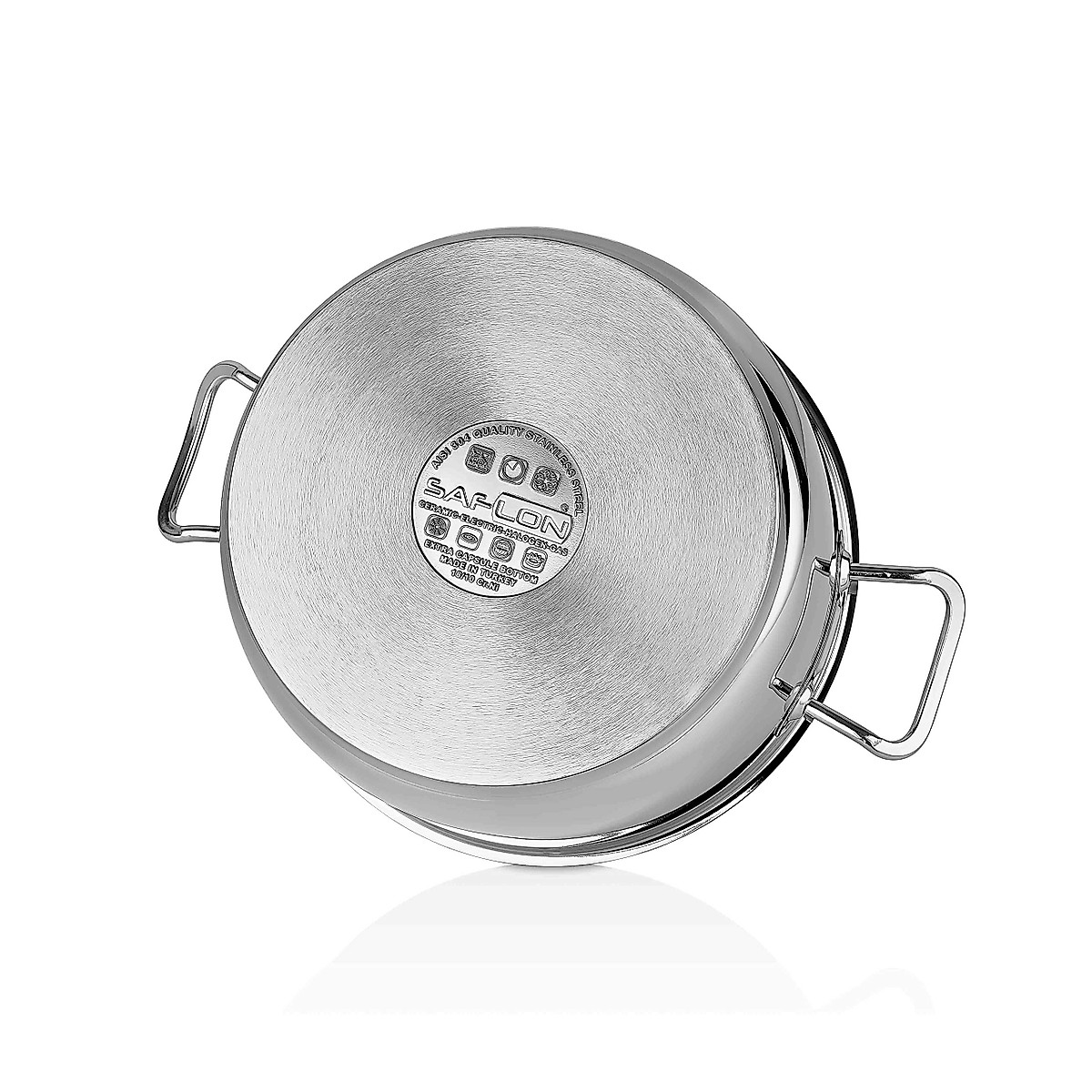 Saflon Stainless Steel Tri-Ply Capsulated Bottom 6 Quart Stock Pot with Glass Lid, Induction Ready, Oven and Dishwasher Safe