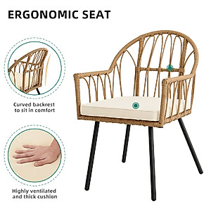 YITAHOME 5 Pieces Outdoor Patio Dining Table Chair Set,Wicker Patio Dining Set,Outdoor Rattan Dining Table Set for Patio, Backyard, Balcony, Garden (with Umbrella Hole), Beige