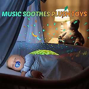 Konig Kids Baby Musical Sleep Soothers with Star Projector, Travel Soothing Sound Machine, Portable Plush Sleep Aid for Toddlers with Soothing Night Light, 10 Lullabies, White Noise, Auto Power Off