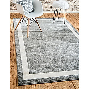 Unique Loom Del Mar Collection Area Rug-Transitional Inspired with Modern Contemporary Design, Rectangular 5' 0" x 8' 0", Gray/Ivory
