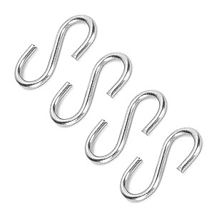 Tissting 20 Pcs M3 S Shaped Hooks Heavy Duty Stainless Steel Hanging Hooks Multi Purpose Hooks for Basketball Hoop Garden Bedroom(36.8mm / 1.6in)
