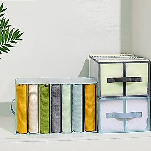 Kocuos Upgraded Clothes Organizer, Closet Organizers and Storage, Wardrobe Clothes Organizer for Folded Clothes, Separator Drawer Organizer Divider for Underwear, T-shirts (2PCS (7 Grids, Gray))