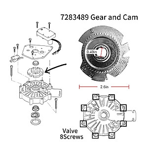 7384691 7286039 Water Softener Motor and Cam Gears for High Flow 1" systems, Cam Gears Part Number 7283489, Original OEM Part with Screws