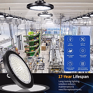 THELUX Super Bright UFO Led High Bay Light 200W 30000Lm 5000K,100V-277V, Daylight with Plug, High Bay Led Lights for Warehouse Workshop Factory Barn Logistics Center 6 Pack with FCC certificated