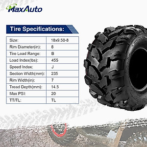 MaxAuto 2PCS Sport ATV Tires 18x9.5-8 18x9.50x8 Lawn Mower Off-Road ATV UTV Tire 4PR Turf Tires Mud Sand Trial Tires P311