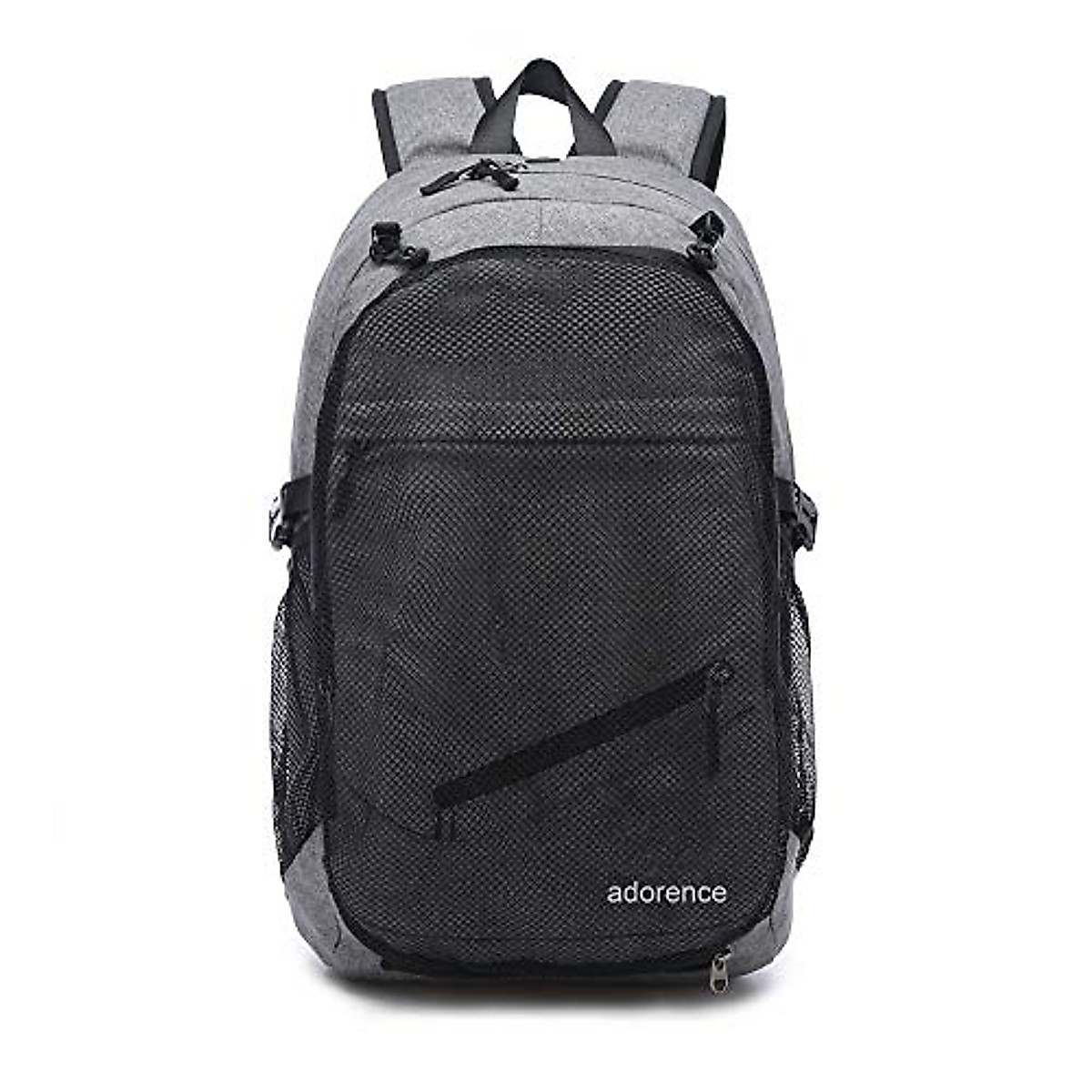 adorence Basketball Backpack with Ball Compartment(Ball Net, Water Resist) Soccer Bag/Volleyball Backpack- Grey