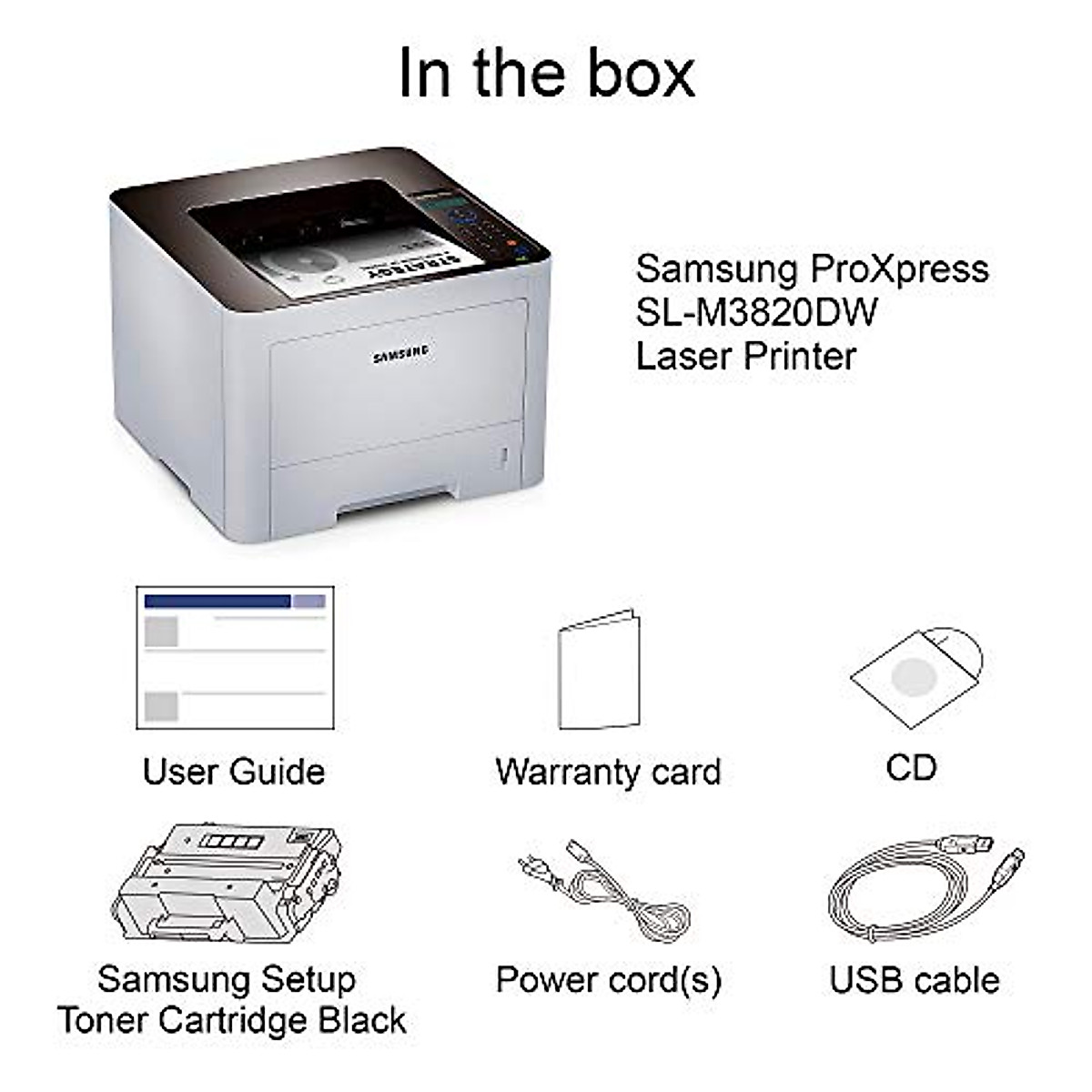 HP Samsung ProXpress M3820DW Wireless Monochrome Laser Printer with Mobile Connectivity, Duplex Printing, Print Security & Management Tools (SS372C)