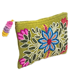 NOVICA Multicolor Alpaca Clutch Bag, Floral Flourish'