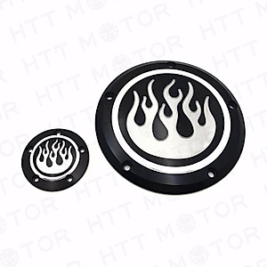 HTTMT- Road King Dyna Sportster Street Bob Black Flame Fire Derby Timer Cover Compatible with H-D FLD FLHR FLHR FLHTC FLHTCU FLSTSB FXD XL 883 Motorcycle
