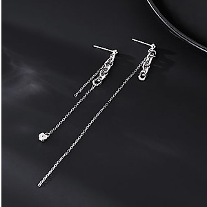 SLUYNZ 925 Sterling Silver Chain Dangle Earrings for Women Asymmetric Tassel Earrings (A-Silver)