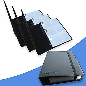 TURKRA Toploaders Binder with 25 Pages, 3-Ring Top Loaders Holder Album Holds 150 3" x 4" Standard Toploaders Hard Holders(Black)