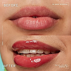 NYX PROFESSIONAL MAKEUP Fat Oil Lip Drip, Moisturizing, Shiny and Vegan Tinted Lip Gloss - Newsfeed (Rose Nude)