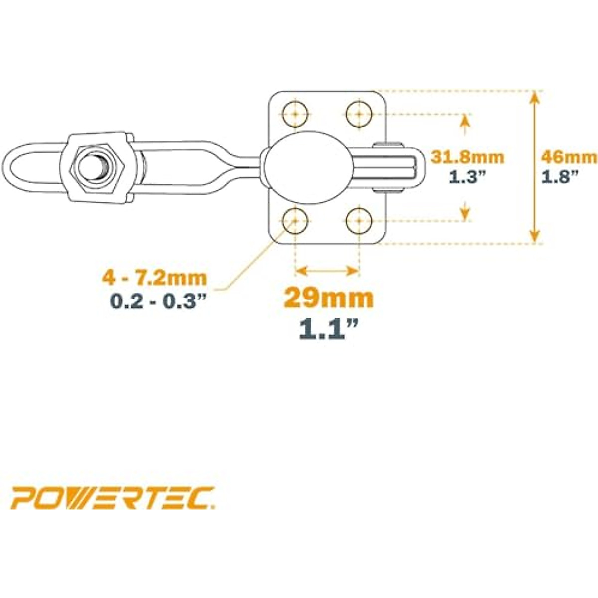 POWERTEC 20335 Quick Release Vertical Toggle Clamp 12130-500 lb Holding Capacity w Rubber Pressure Tip, 2PK