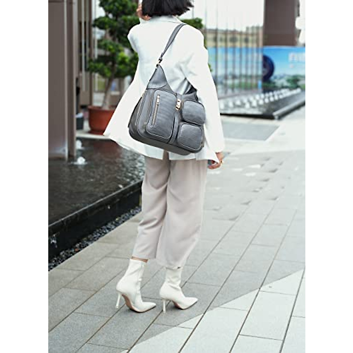 MKF Collection Shoulder Bag for Women, Handbag Purse Top-Handle Hobo Bag Crocodile-embossed Vegan Leather Purse