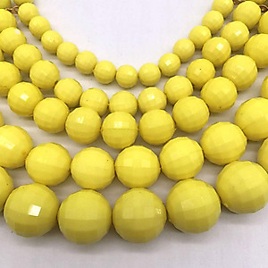 JHWZAIY 5 Layered Beaded Statement Chunky Necklaces For Women - Multi Strand Colorful Bead Layered Bib Necklace For Women Fashion Jewelry Costume Earring Set (Yellow)