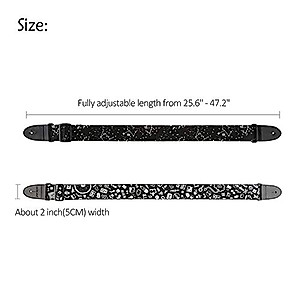 WINGOFFLY Guitar Strap Leather Ends Length Adjustable for Electric Guitar Acoustic Guitar Ukulele and Bass Top Grade(Star River)