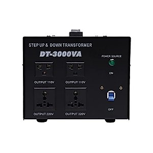 3000W Step Up & Down Voltage Transformer Converter AC 110V⇋220V DT-3000VA Voltage Converter Power Transformer Step-Up/Step-Down 110V - 220V/ 220V - 110V, with Dual Circuit Breaker Protection