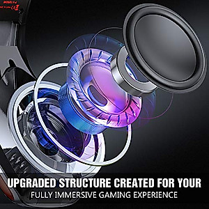 BENGOO V-4 Gaming Headset for Xbox One, PS4, PC, Controller, Noise Cancelling Over Ear Headphones with Mic, LED Light Bass Surround Soft Memory Earmuffs for PS5 Laptop Mac PS2 Gamecube -Red