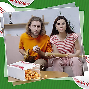 100 Pieces Baseball Paper Gift Bags with Handle Baseball Goody Candy Bags Treat Bags for Baseball Party Favors Birthday Party Gift Wrapping Supplies