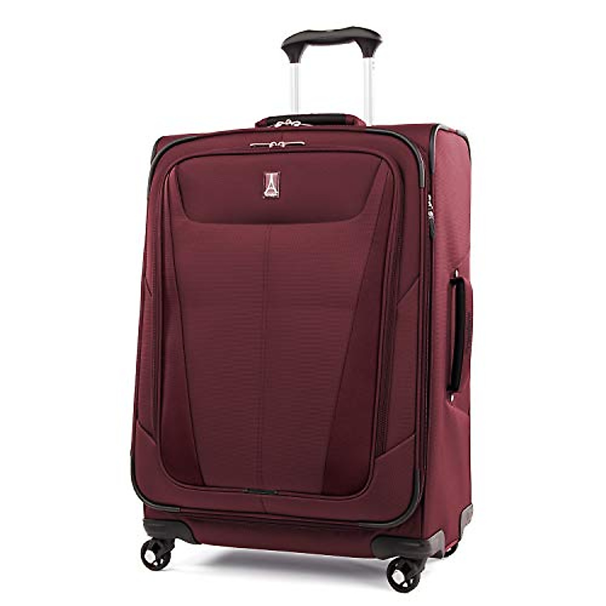 Travelpro Maxlite 5 Softside Expandable Checked Luggage with 4 Spinner Wheels, Lightweight Suitcase, Men and Women, Burgundy, Checked Medium 25-Inch