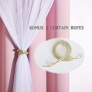 PONY DANCE Bedroom Curtains Sheer Overlay - Pink Curtains Mix & Match with White Sheer Drapes Elegant for Girls Room Darkening, 52" x 95", Light Pink, 2 PCs