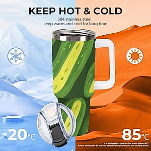 Abstract Cucumbers Pickles 40oz Water Bottle Double Wall Insulated Tumbler with Handle Leakproof Travel Mug White-style