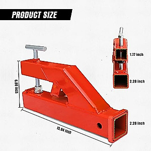 AIWARGOD Clamp On Trailer Hitch Receiver Bucket Hitch for Tractor 2" Ball Mount Adapter Compatible with Deere Bobcat Bucket, Red