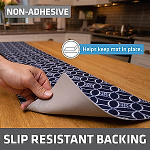 Drymate Premium Luxury Shelf & Drawer Liner, Thick Cushioned Fabric, Non-Adhesive, Absorbent, Waterproof, Slip-Resistant, Liners for Kitchen Cabinets, Cupboards (USA Made)(12”x59”)(2-Pack)(Indigo)