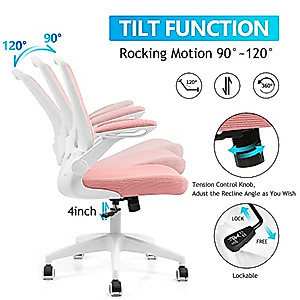 KERDOM Ergonomic Office Chair, Breathable Mesh Desk Chair, Lumbar Support Computer Chair with Wheels and Flip-up Arms, Swivel Task Chair BIFMA Passed, Adjustable Height Home Gaming Chair