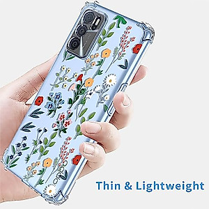 OEURVQO for Oppo A16 Oppo A16s Oppo A54s Case Clear Floral Flower Pattern Design Soft TPU Cover Shockproof Bumper Anti-Scratch Protective Case for Oppo A16 (Lush Flora)