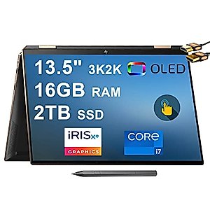 HP Spectre X360 14 2-in-1 Laptop 13.5" 3K2K UHD OLED Touchscreen (100% DCI-P3, 400 nits) 11th Gen Intel Quad-Core i7-1195G7 16GB RAM 2TB SSD Backlit Fingerprint Thunderbolt Pen Win11 + HDMI Cable