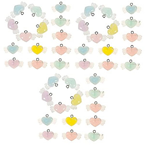 ADOCARN 54 Pcs Heart Pendant Heart Dangle Charms Angel Wings Charm Pendants Love Necklace Earring Charms for Jewelry Making Dijes Para Bisuteria Heart Charms Heart Spacer Suite Resin Gold
